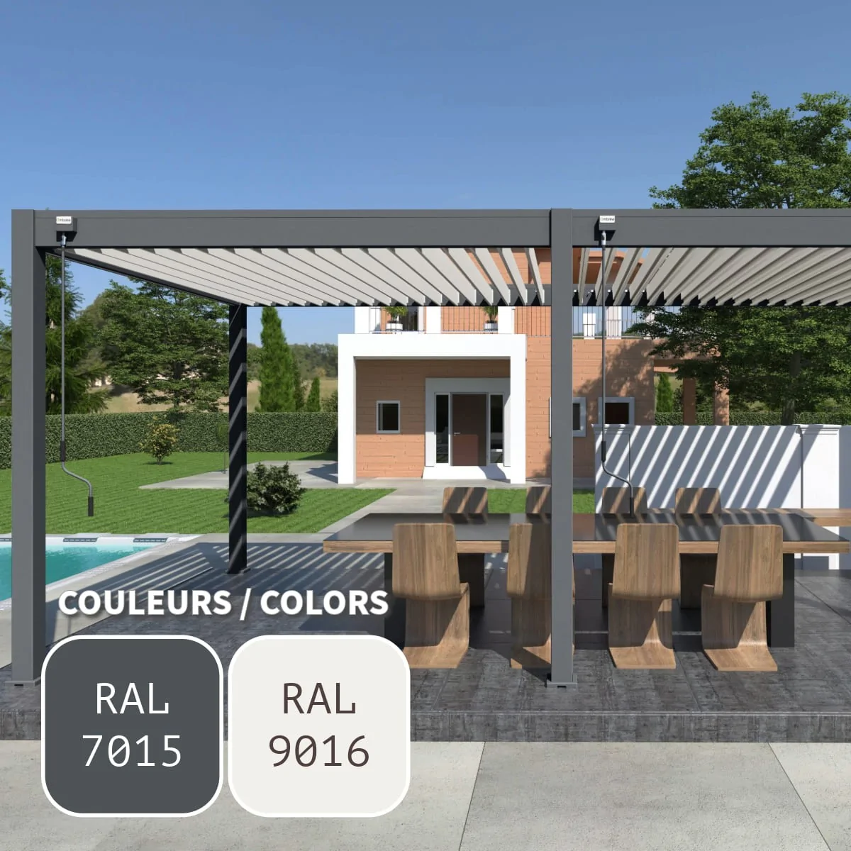 Two-tone bioclimatic pergola 3x6 m (10x20ft) manual